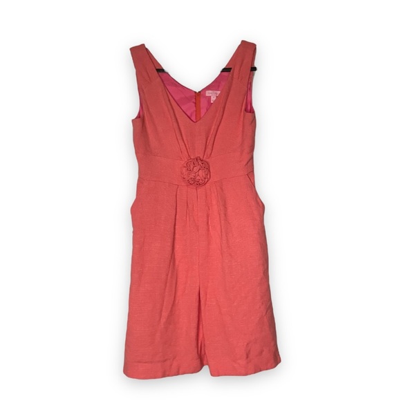 Lilly Pulitzer | Dresses | Lilly Pulitzer Linen Blend Dress Pockets Rosette Detail Gathered ...